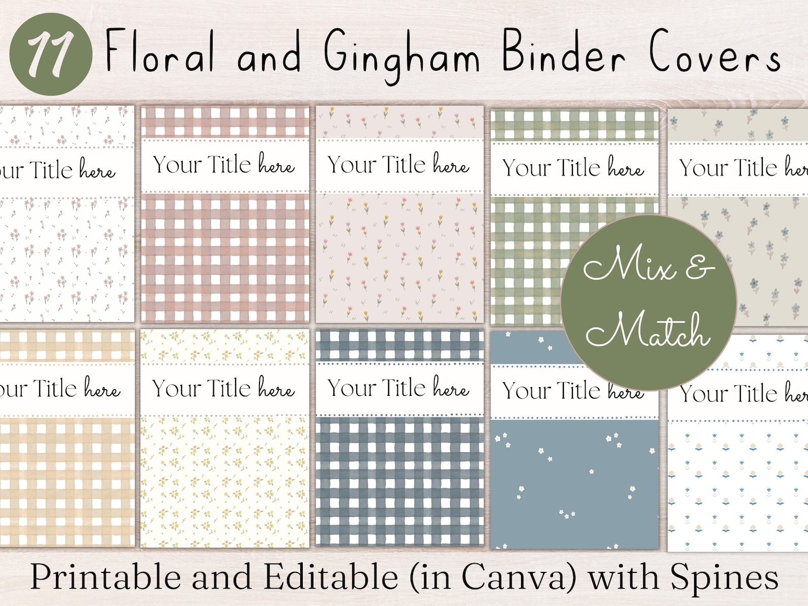 Binder Cover Sheets, 11 Printable & Editable Binder Covers and Spines ...