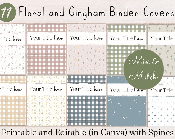 Binder Cover Sheets, 11 Printable & Editable Binder Covers and Spines ...