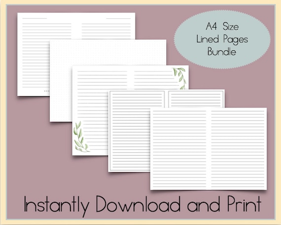 A4 Lined Paper Digital Bundle Lined Paper Printable Lined - Etsy