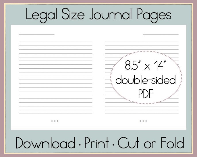 Lined Paper Instant Download | Legal Size | Journal Pages | Lined ...