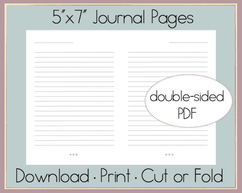 5x7 Lined Paper Instant Download | Digital Lined Paper | Journal Pages ...