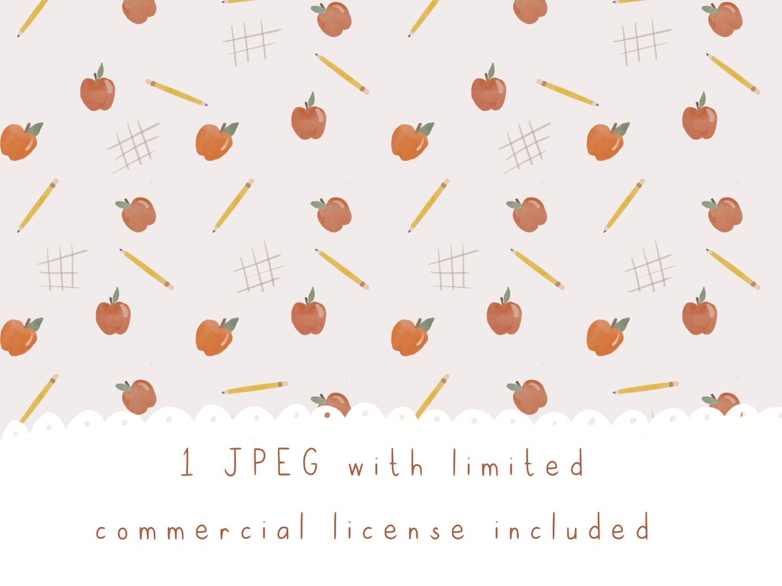 Back to School Seamless Digital File Fabric Apples Pattern Download ...