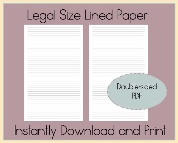 Lined Paper Printable Lined Pages Download 8.5 x 14 Notebook Pages ...