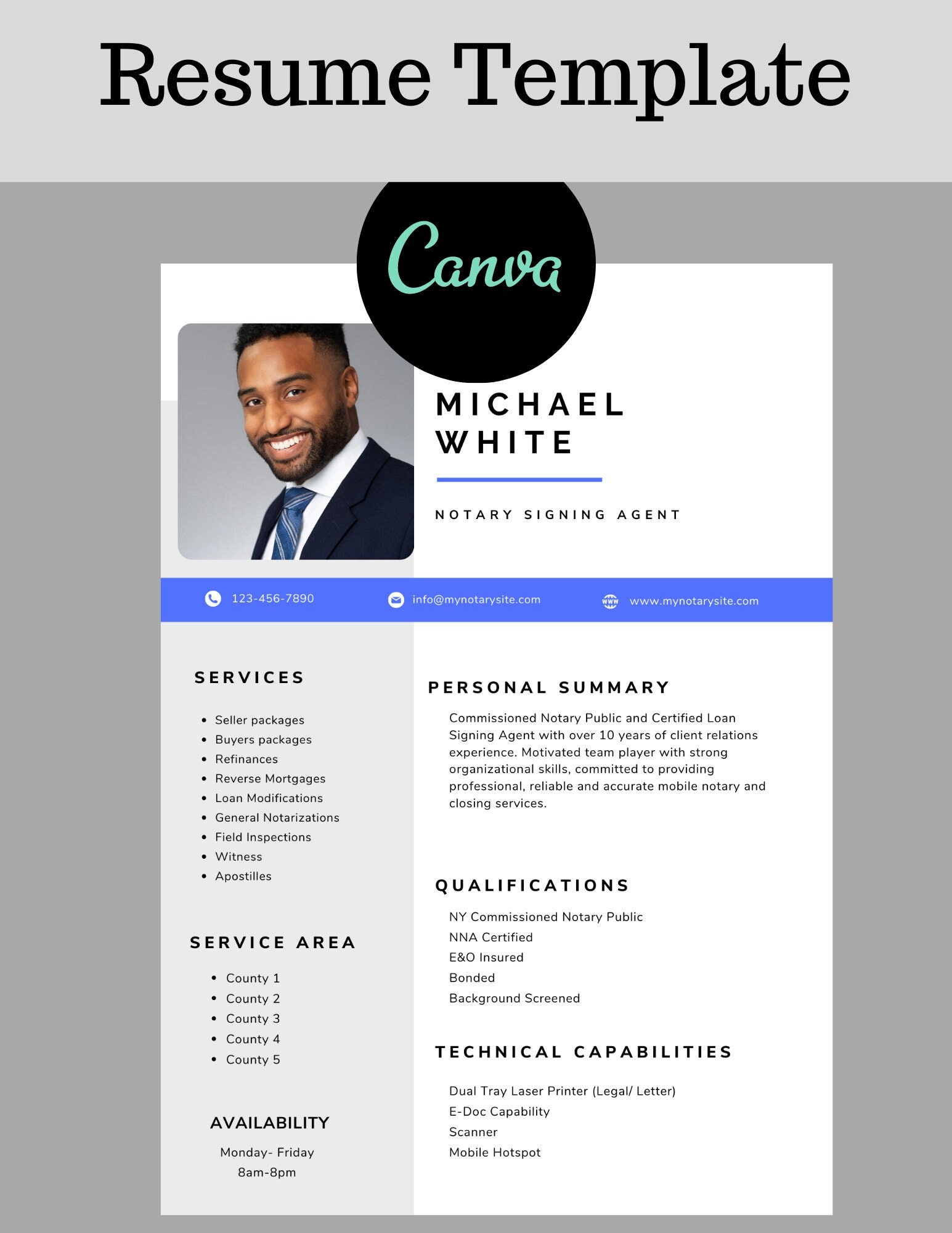 Notary Signing Agent Resume Template | Loan Signing Agent | Mobile ...