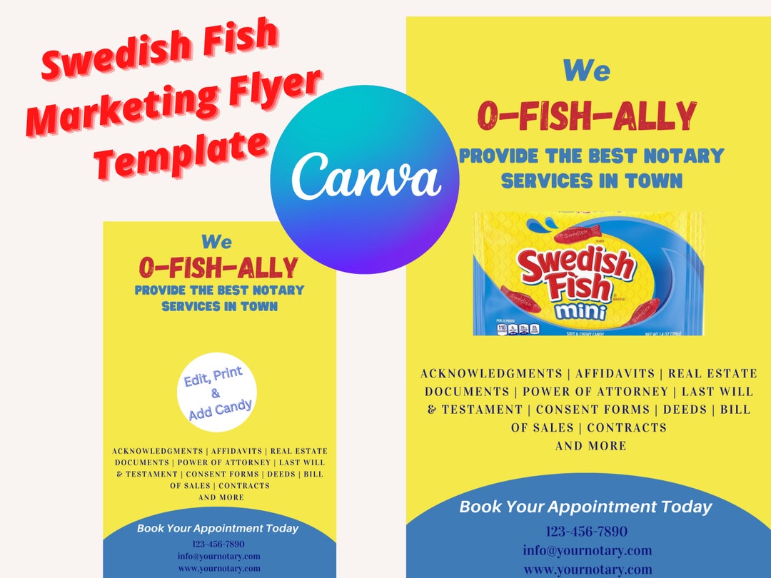 Swedish Fish Flyer Template | Loan Signing Agent | Mobile Notary - Etsy