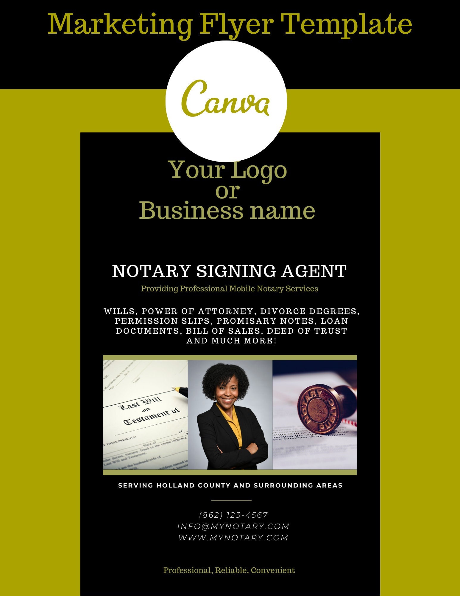 Notary Marketing Flyer Template | Loan Signing Agent | Mobile Notary ...