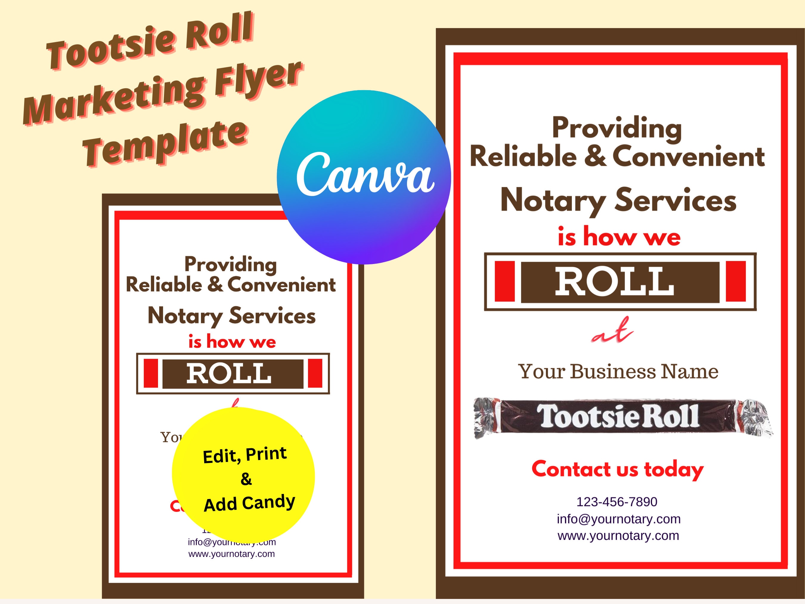 Tootsie Roll Marketing Flyer Template Loan Signing Agent Mobile Notary ...