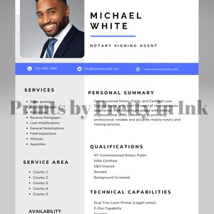 Notary Signing Agent Resume Template | Loan Signing Agent | Mobile ...