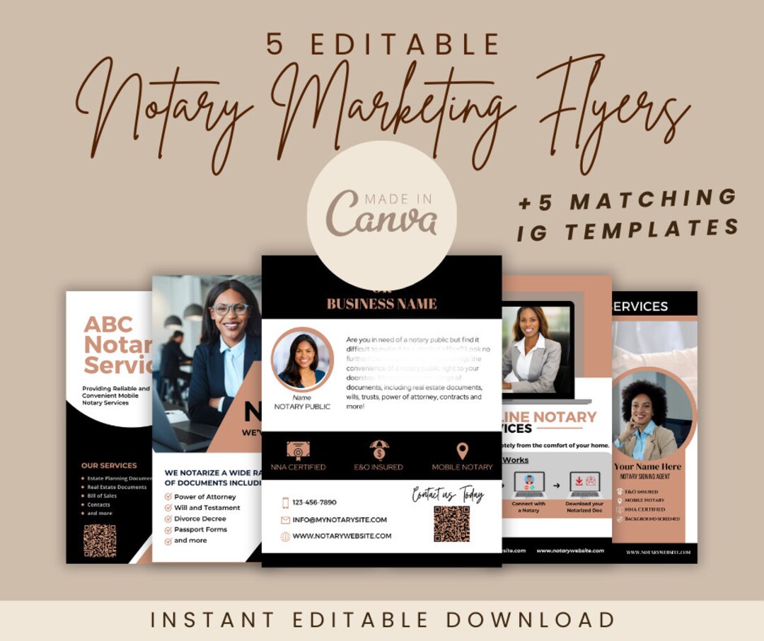 Notary Marketing Flyer Templates and Instagram Posts Bundle| Loan ...