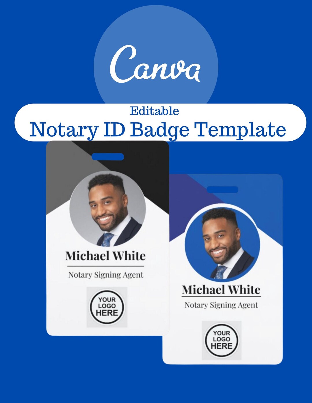 NSA ID Badge Template | Notary Public | Loan Signing Agent | - Etsy