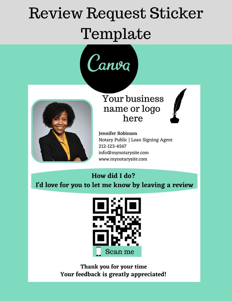 Notary Public Review Request Sticker Template | Google Review | QR Code ...