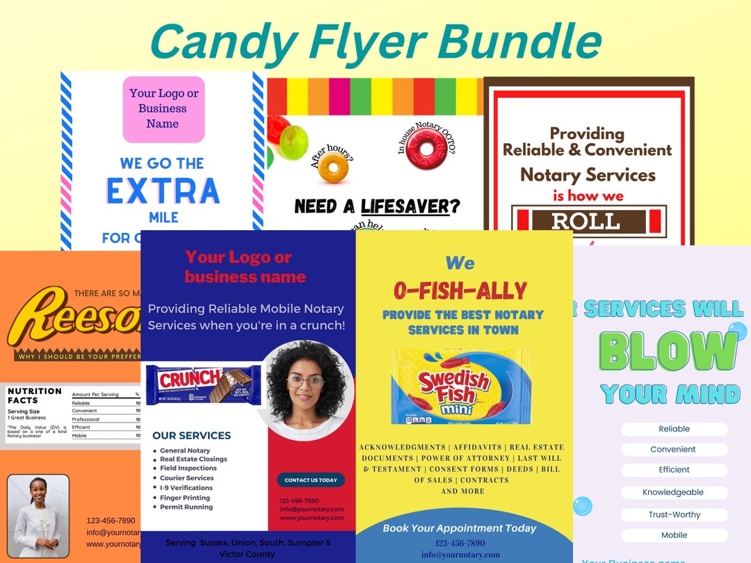Candy Marketing Flyer Templates Bundle | Loan Signing Agent | Notary ...