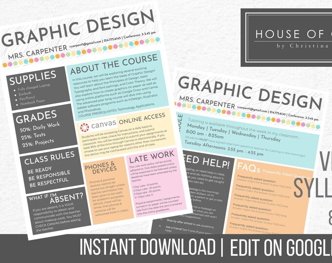 Editable Class Syllabus, Visual Syllabus Template, Templates for ...