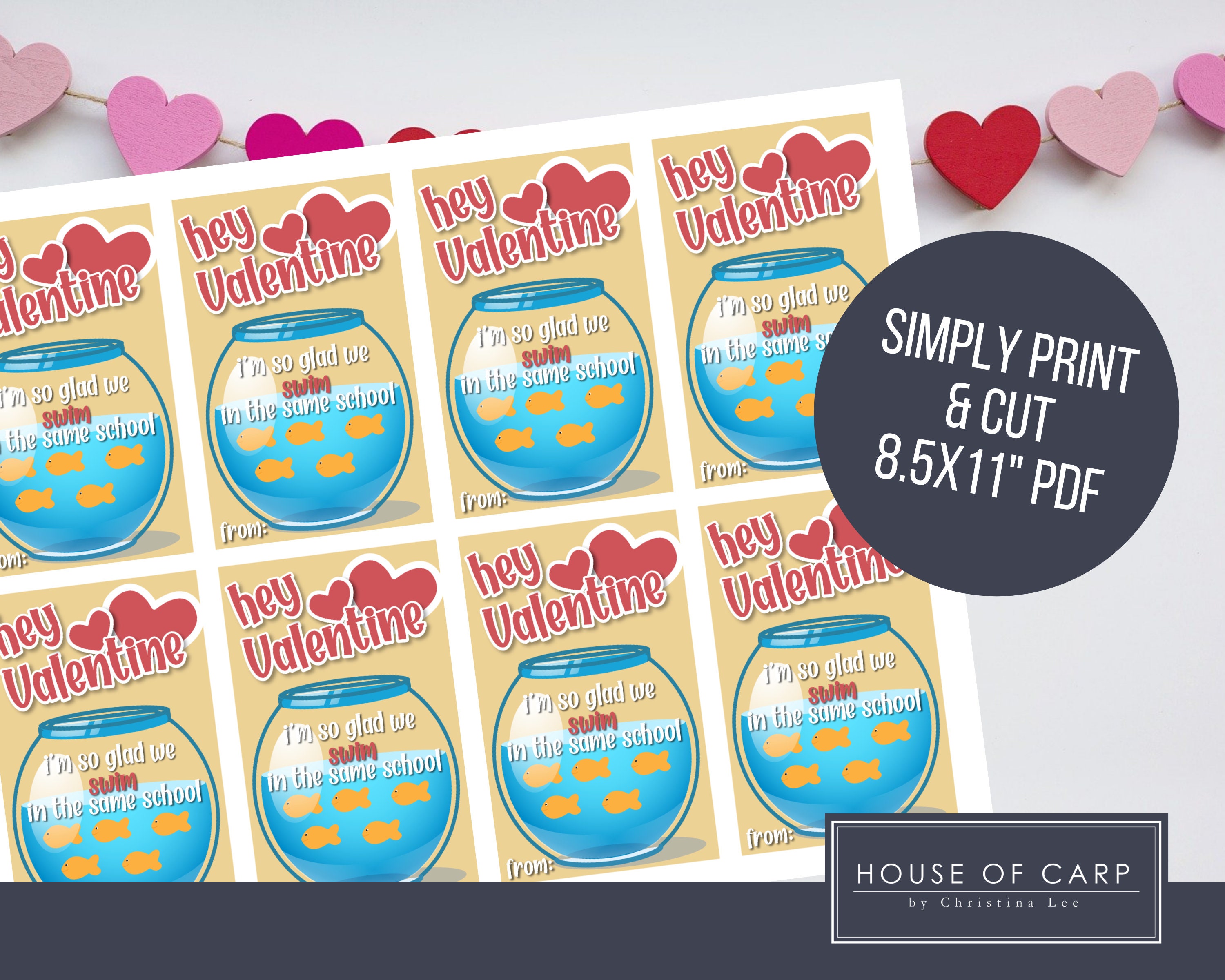 Goldfish Valentine Printables - Etsy