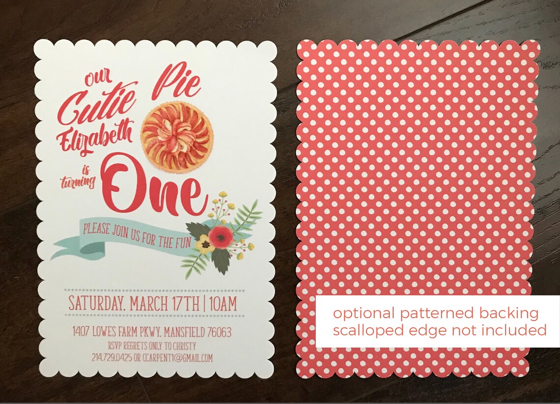 Cutie Pie Birthday Invitation Pie Themed Birthday Printable - Etsy