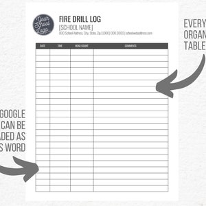 INSTANT DOWNLOAD: Fire Drill Log on Google Docs, Teacher Templates ...