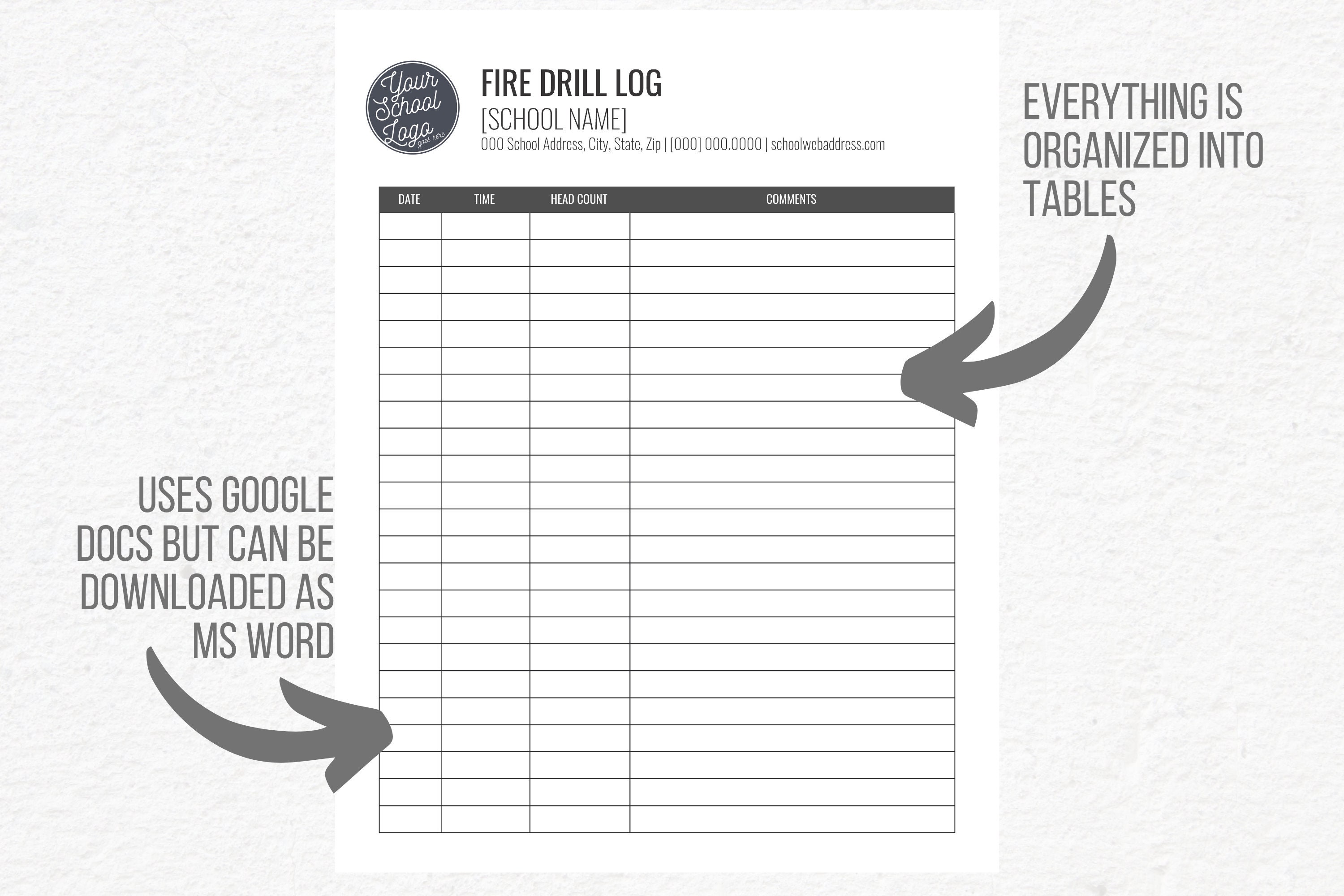 INSTANT DOWNLOAD: Fire Drill Log on Google Docs, Teacher Templates ...