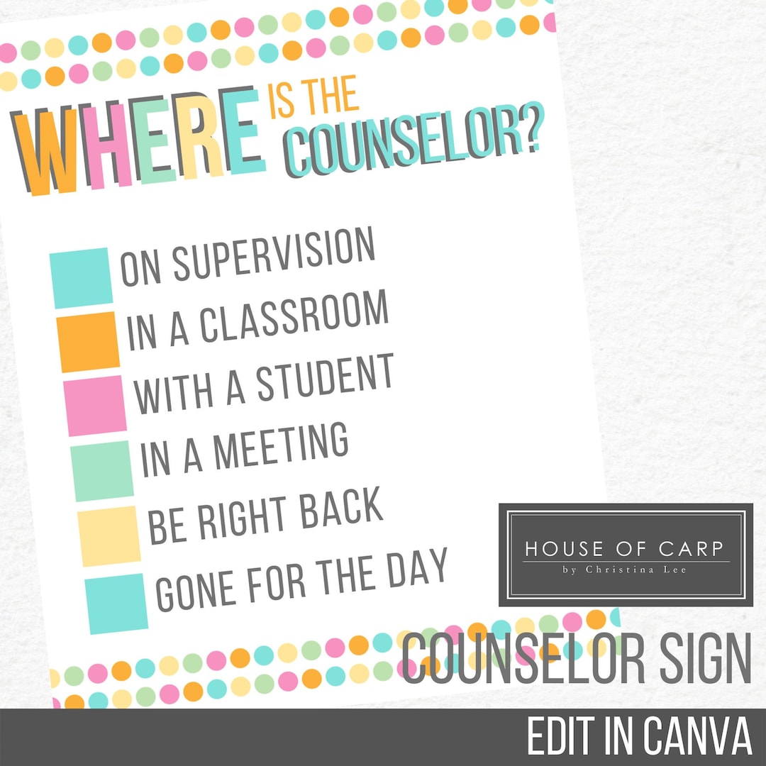 Counselor Sign, School Counselor Printable, Teacher Printable - Etsy