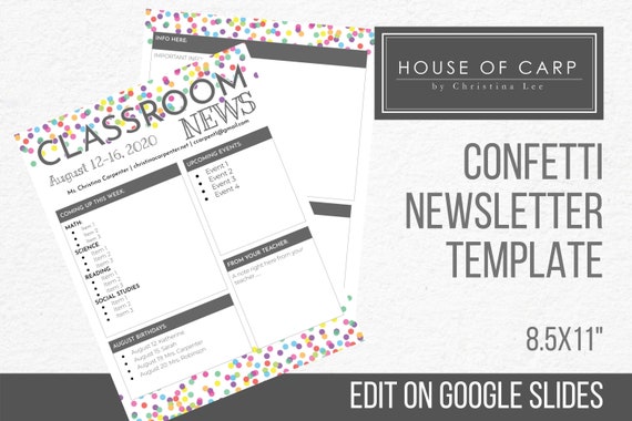 INSTANT DOWNLOAD: Confetti Newsletter Template Using Google - Etsy
