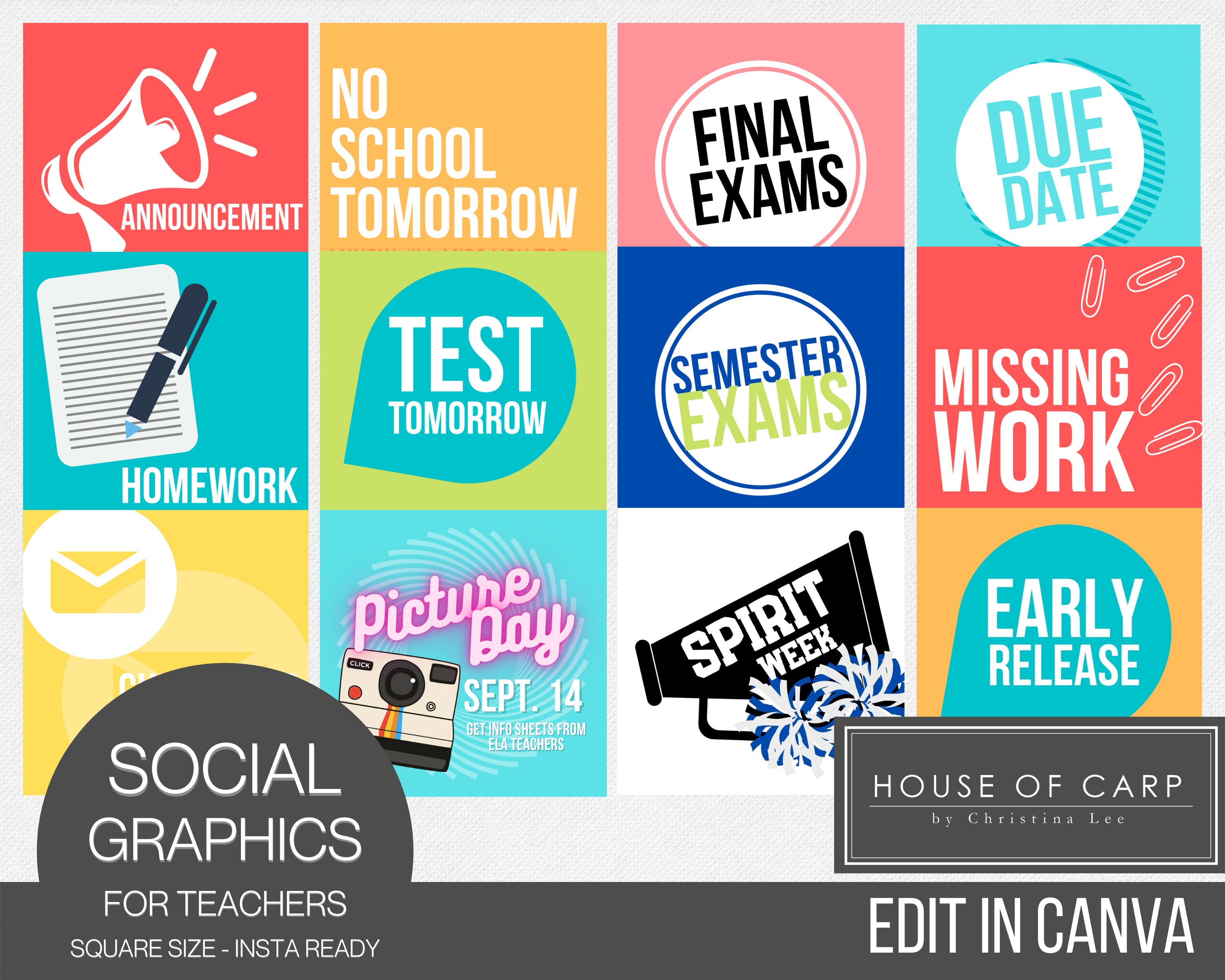 Social Media Templates for Teachers, Instagram Teacher Pictures, Canva ...
