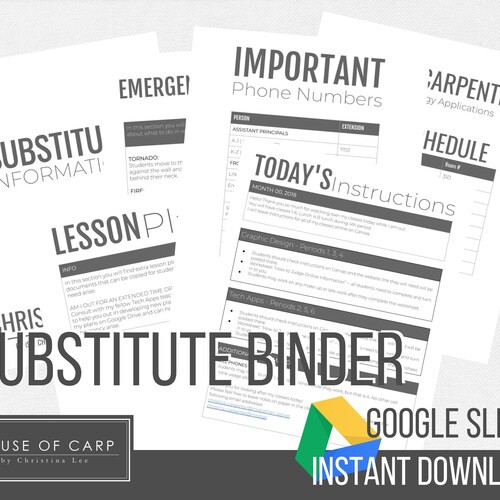 INSTANT DOWNLOAD: Sub Binder Template Using Google Slides - Etsy