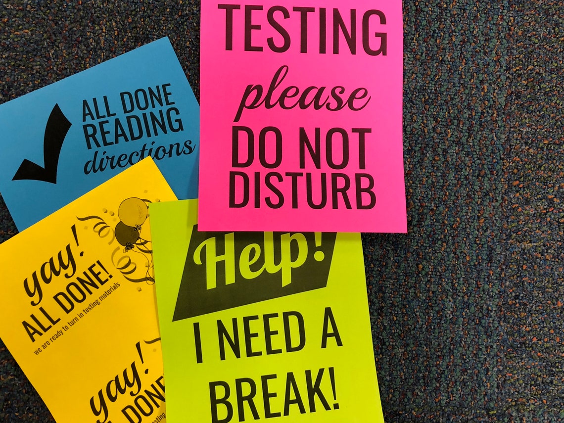 INSTANT DOWNLOAD: Testing Door Signs. State Testing Signs for | Etsy