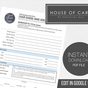 Editable Membership Form PTO, PTA, PTSA Membership Form - Etsy