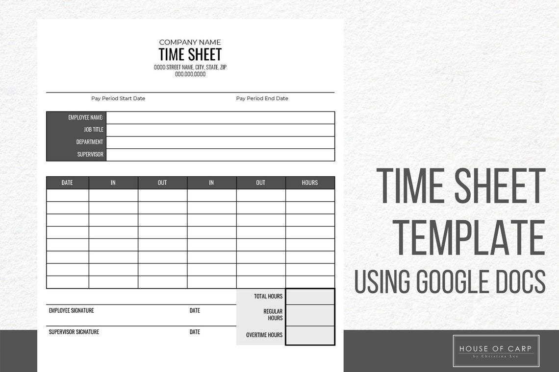 INSTANT DOWNLOAD: Time Sheet Template, Time Sheet, Business Forms - Etsy