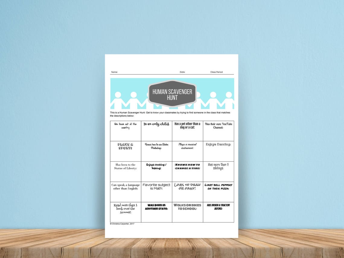 Human Scavenger Hunt Digital Download - Etsy