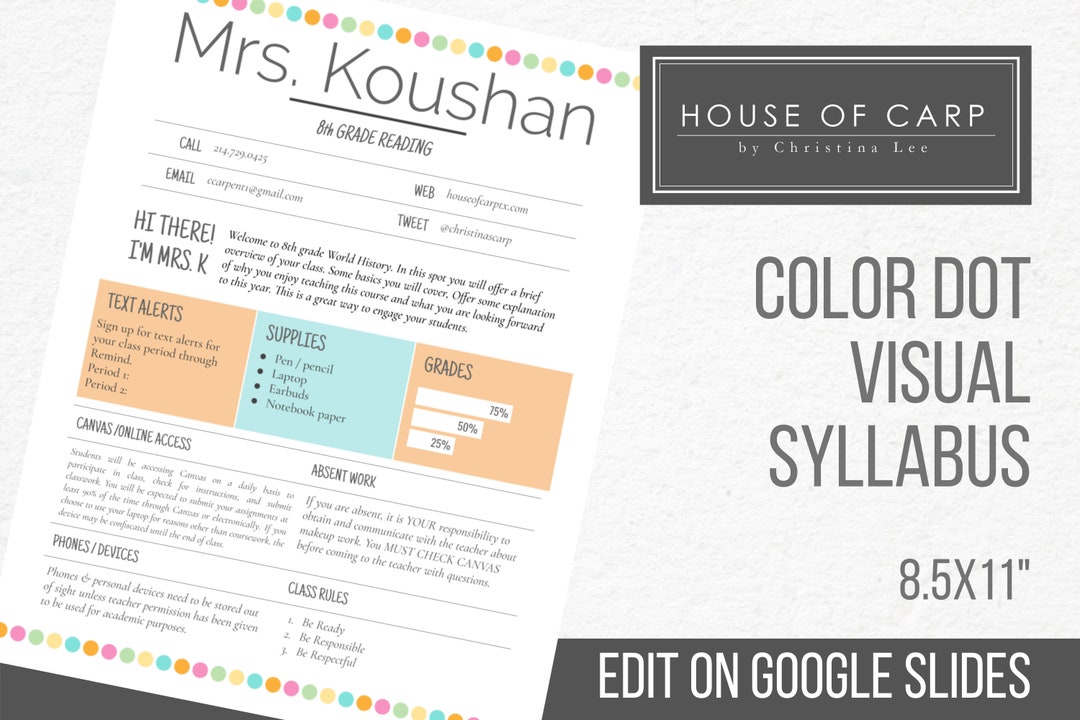 Editable Class Syllabus, Visual Syllabus Template, Templates for ...