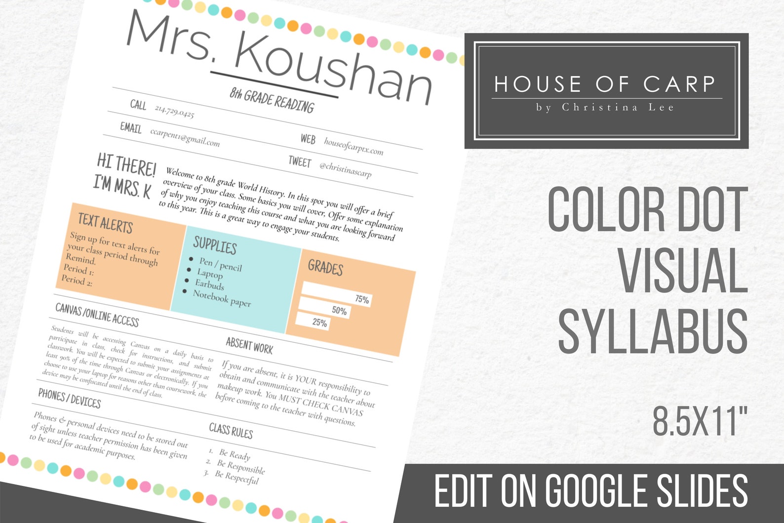 Editable Class Syllabus, Visual Syllabus Template, Templates for ...