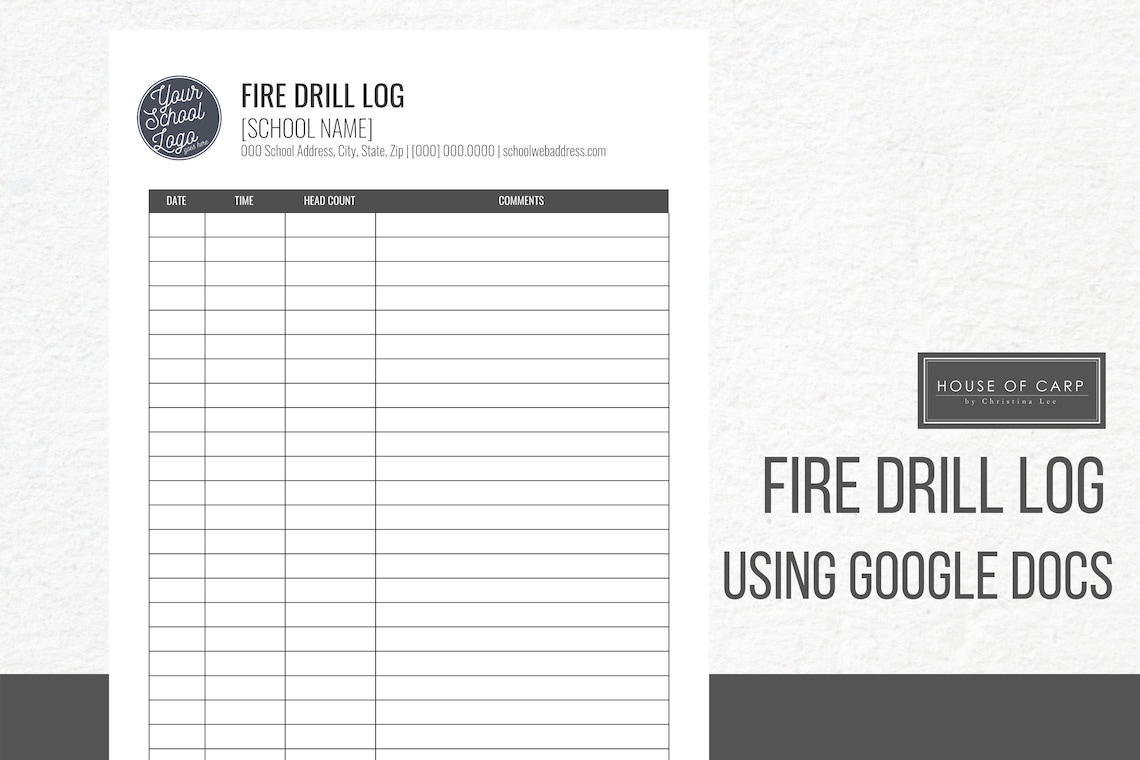 INSTANT DOWNLOAD: Fire Drill Log on Google Docs, Teacher Templates ...