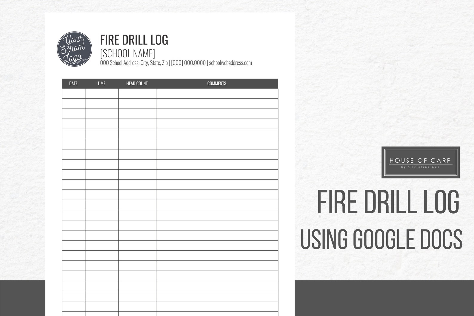 INSTANT DOWNLOAD: Fire Drill Log on Google Docs, Teacher Templates ...