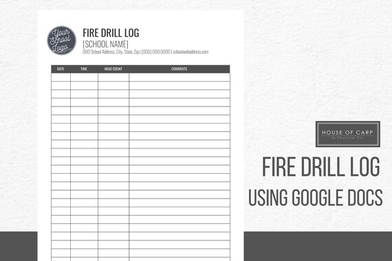 INSTANT DOWNLOAD: Fire Drill Log on Google Docs Teacher | Etsy