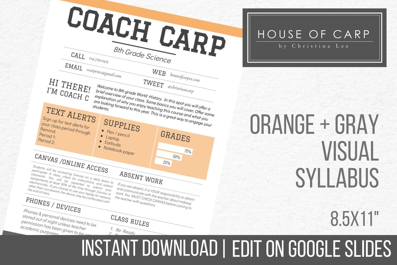 Editable Class Syllabus Visual Syllabus Template Templates - Etsy