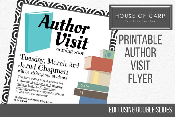 Author Visit Flyer Printable Flyer Printables for Teachers - Etsy