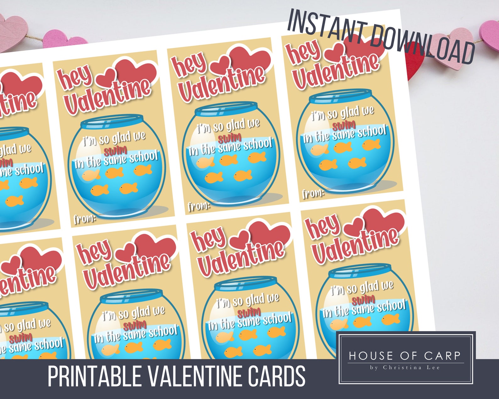Goldfish Valentine Printables - Etsy