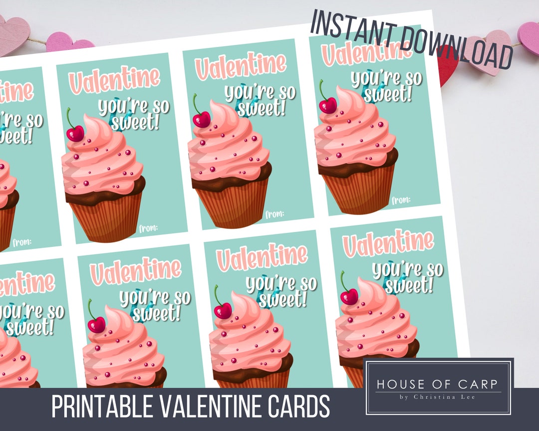 Sweet Cupcake Valentine Printables - Etsy