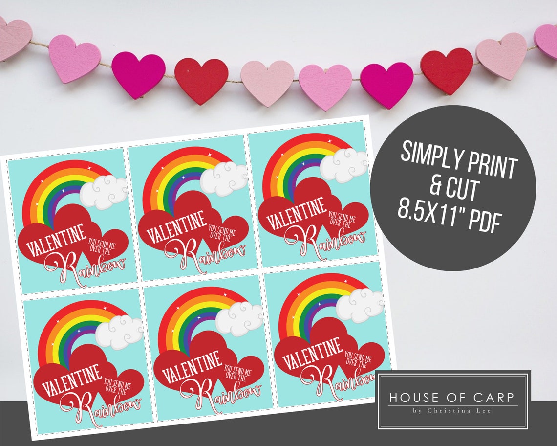 Rainbow Valentine Printable - Etsy