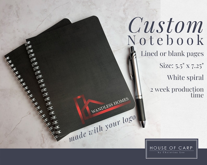 Custom Notebook With Your Logo | Etsy