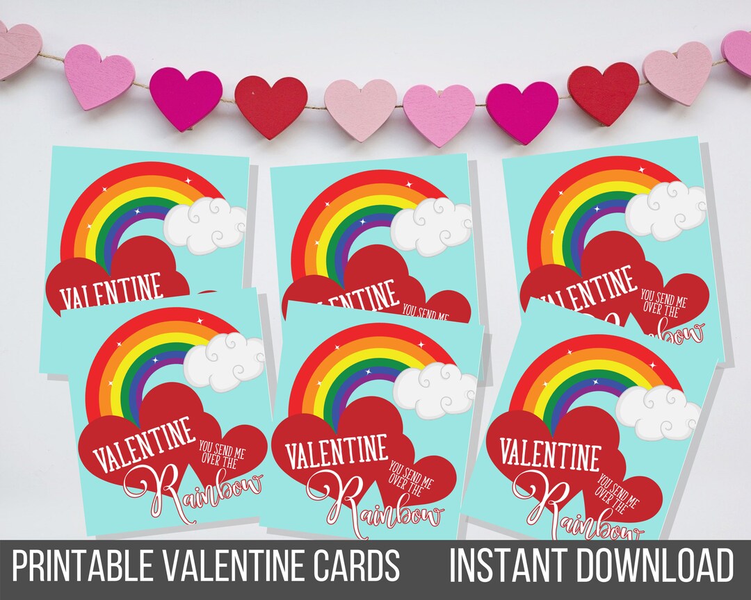 Rainbow Valentine Printable - Etsy