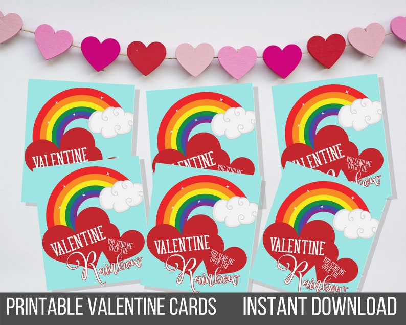 Rainbow Valentine Printable - Etsy
