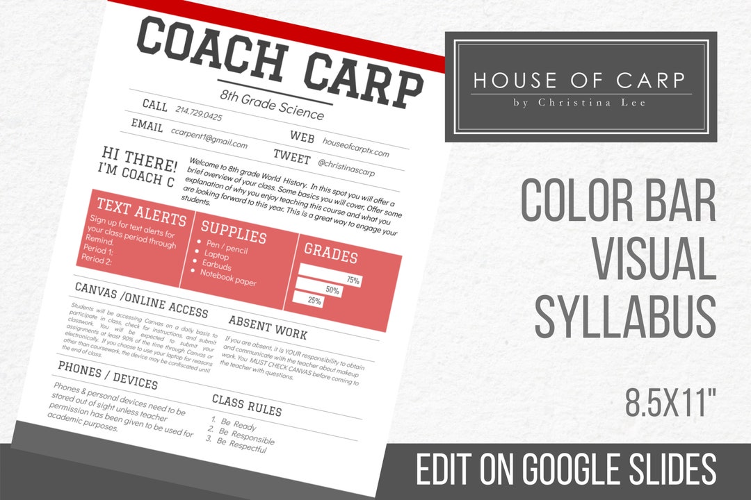 Editable Class Syllabus, Visual Syllabus Template, Templates for ...