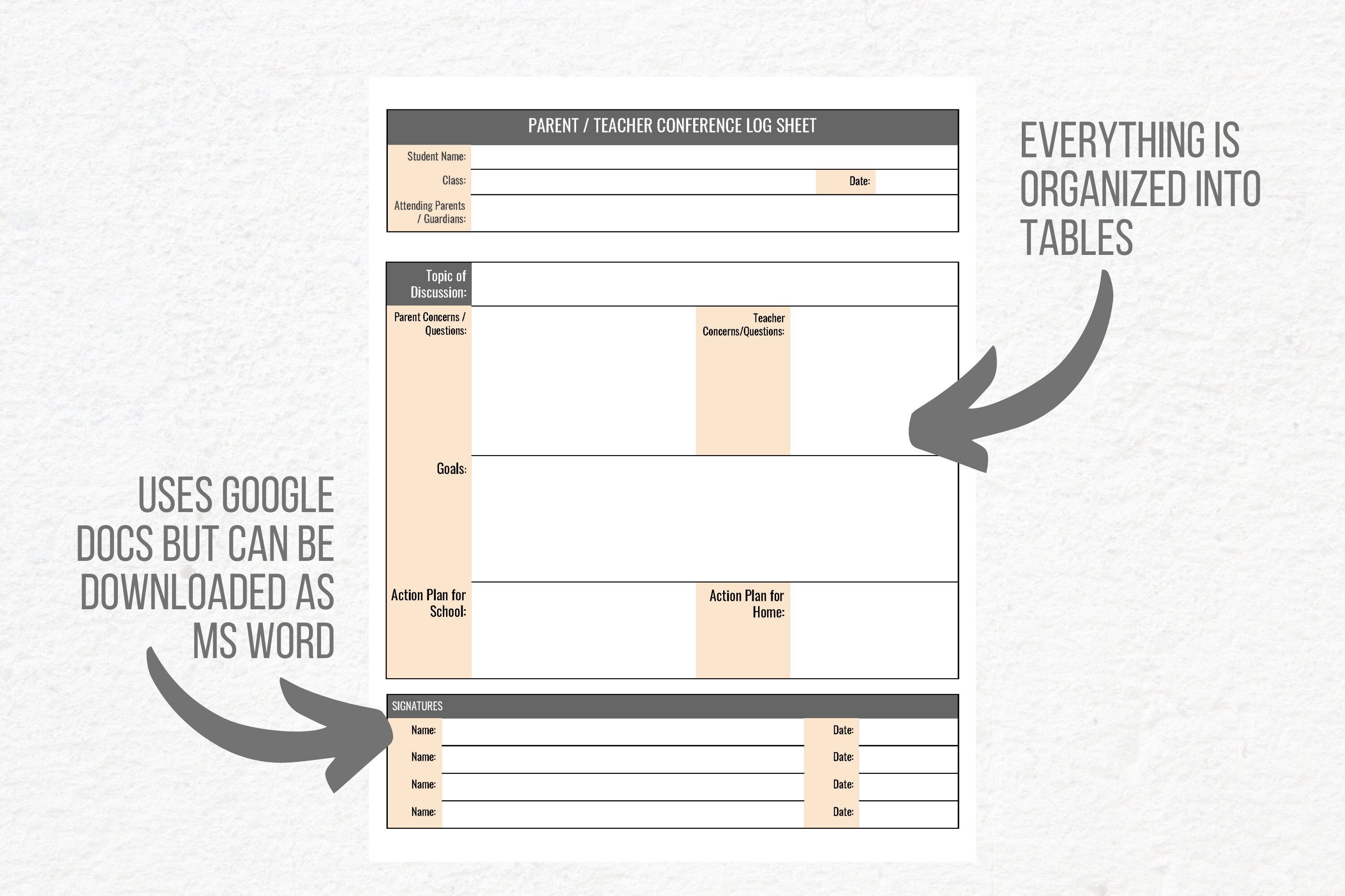 INSTANT DOWNLOAD: Parent Conference Form on Google Docs, School ...