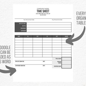 INSTANT DOWNLOAD: Time Sheet Template, Time Sheet, Business Forms - Etsy