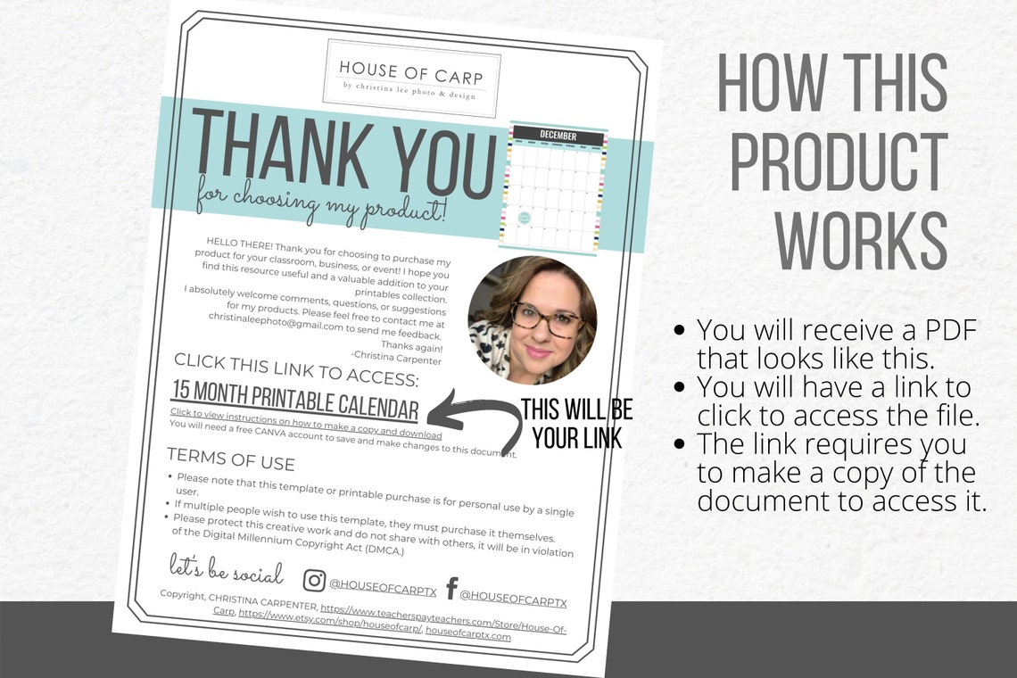 Printable Calendar Calendar on Google Slides Editable | Etsy