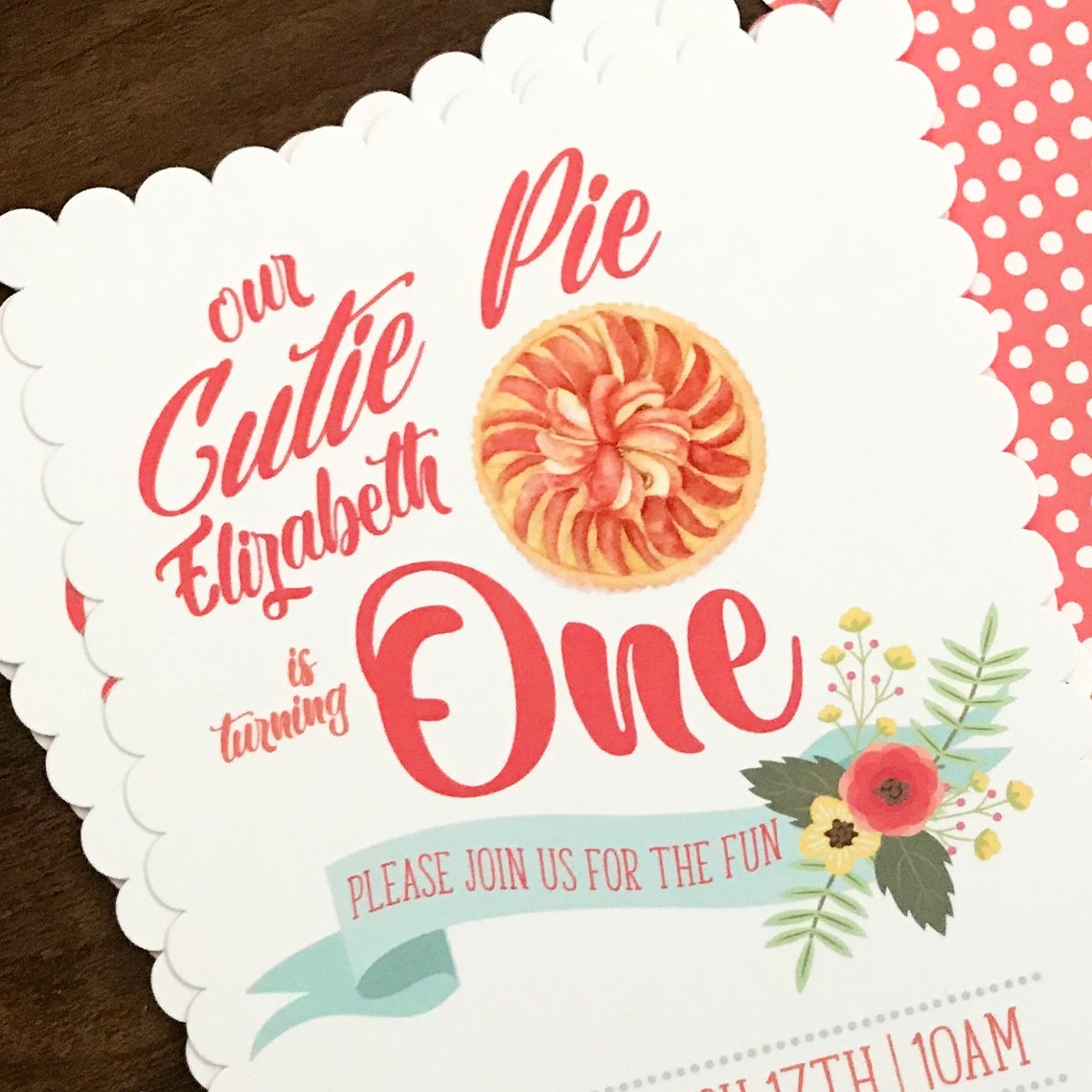 Cutie Pie Birthday Invitation Pie Themed Birthday Printable | Etsy