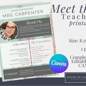 Meet the Teacher Page, Printables for Teachers, Meet the Teacher ...