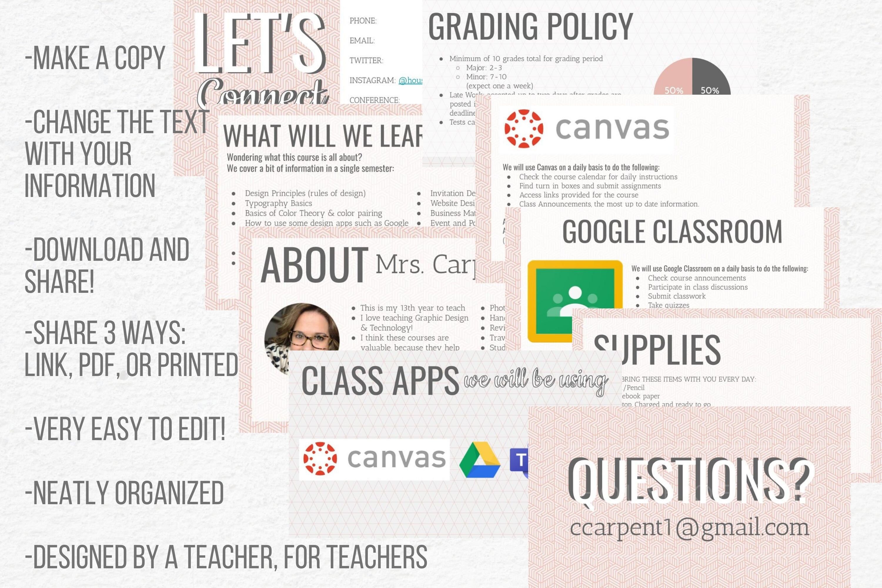 Virtual Meet the Teacher Presentation, Back to School Slides, Google ...