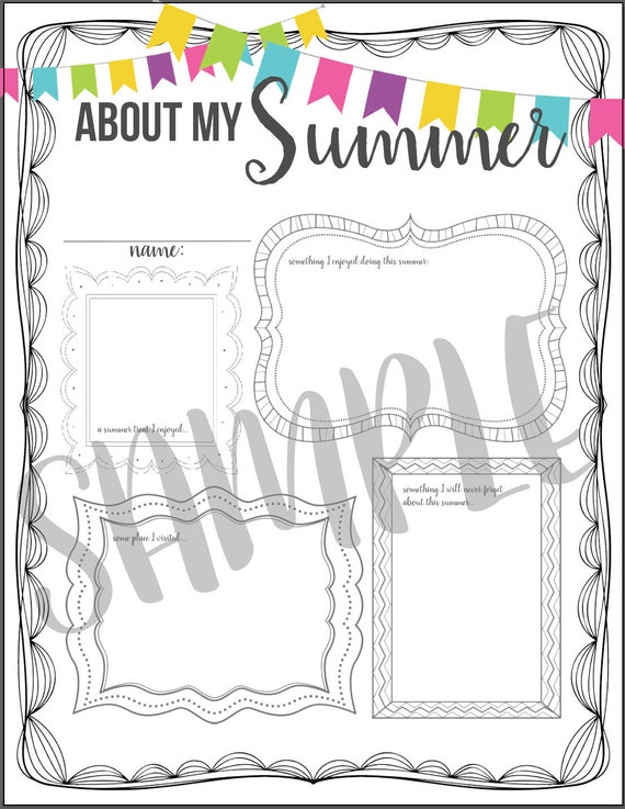 INSTANT DOWNLOAD: About My Summer Back to School Activity | Etsy